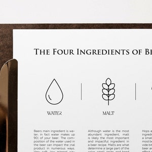 Beer Ingredients Print, Beer Printable Art, Beer Poster, Beer Lover ...