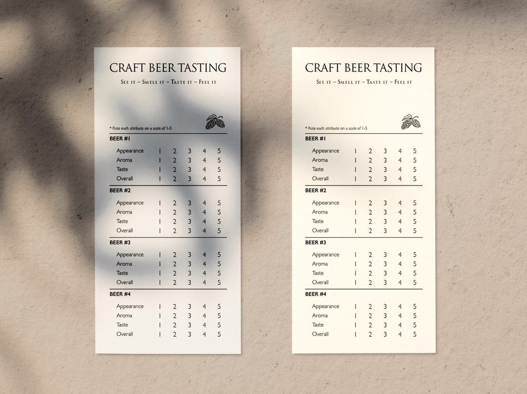 Ficha de puntuación de cata de cerveza, hoja de notas de degustación de ...