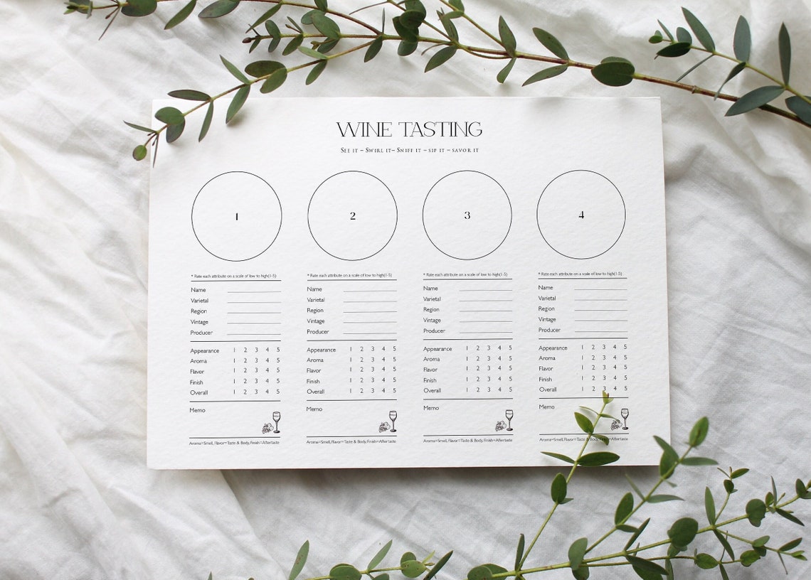 Wine Tasting Note, Wine Scorecard,wine Tasting, Wine Tasting Mat, Wine ...