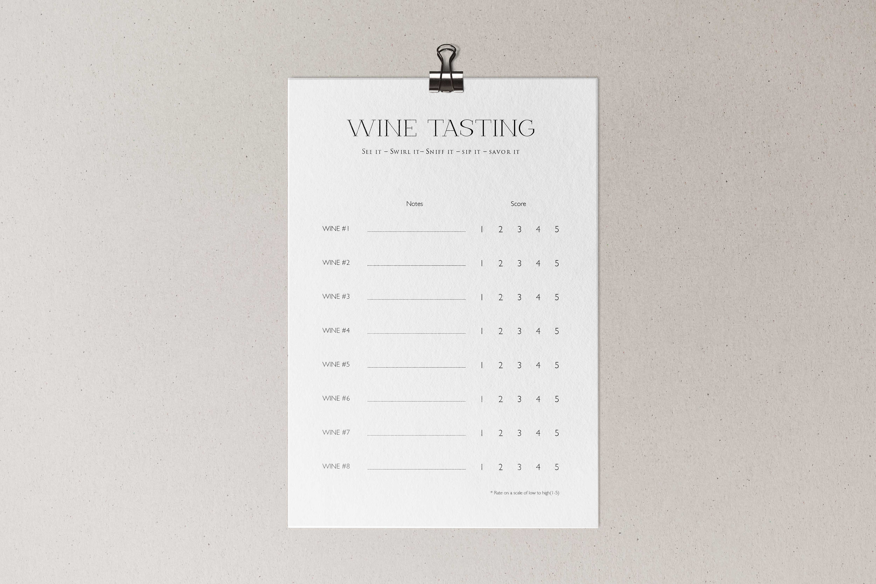 Wine Tasting Note, Wine Scorecard,wine Tasting, Wine Tasting Mat, Wine ...