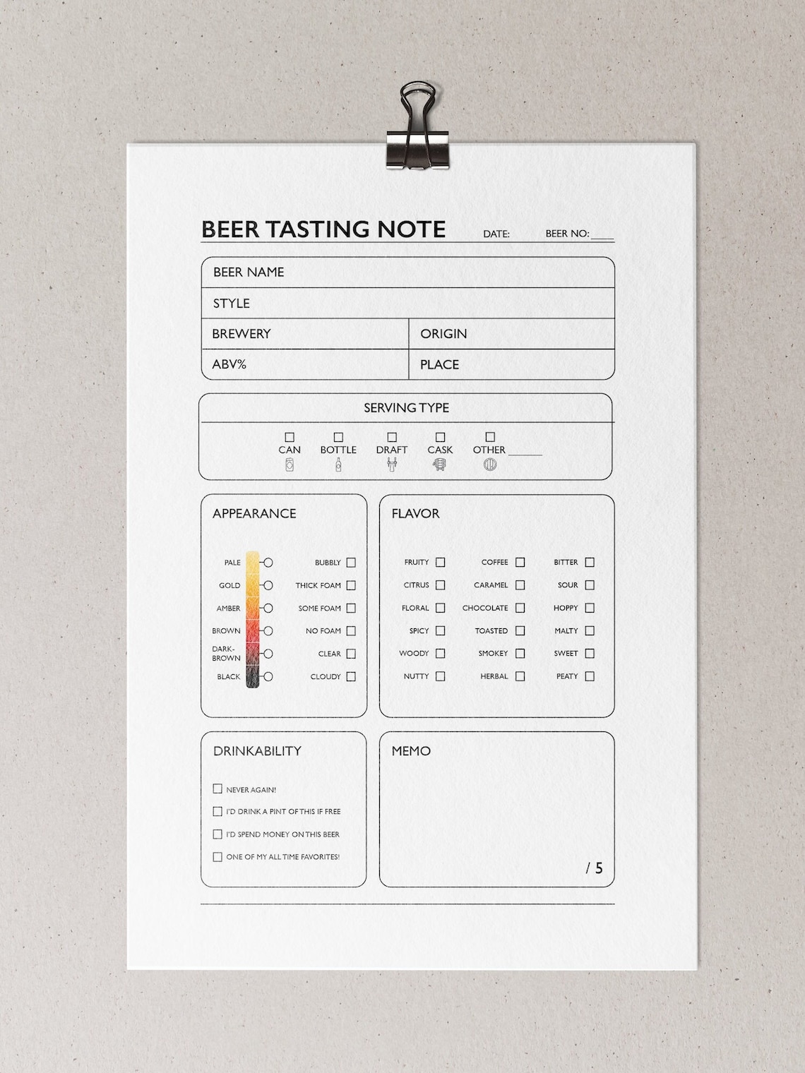 Beer Tasting Note, Beer Scorecard,beer Score, Beer Rating, Beer Tasting ...