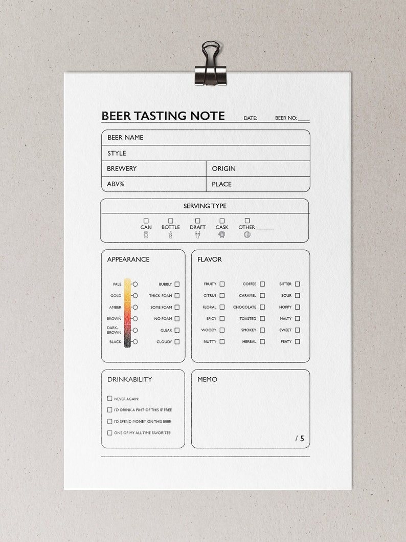 Beer Tasting Note, Beer Scorecard,beer Score, Beer Rating, Beer Tasting ...