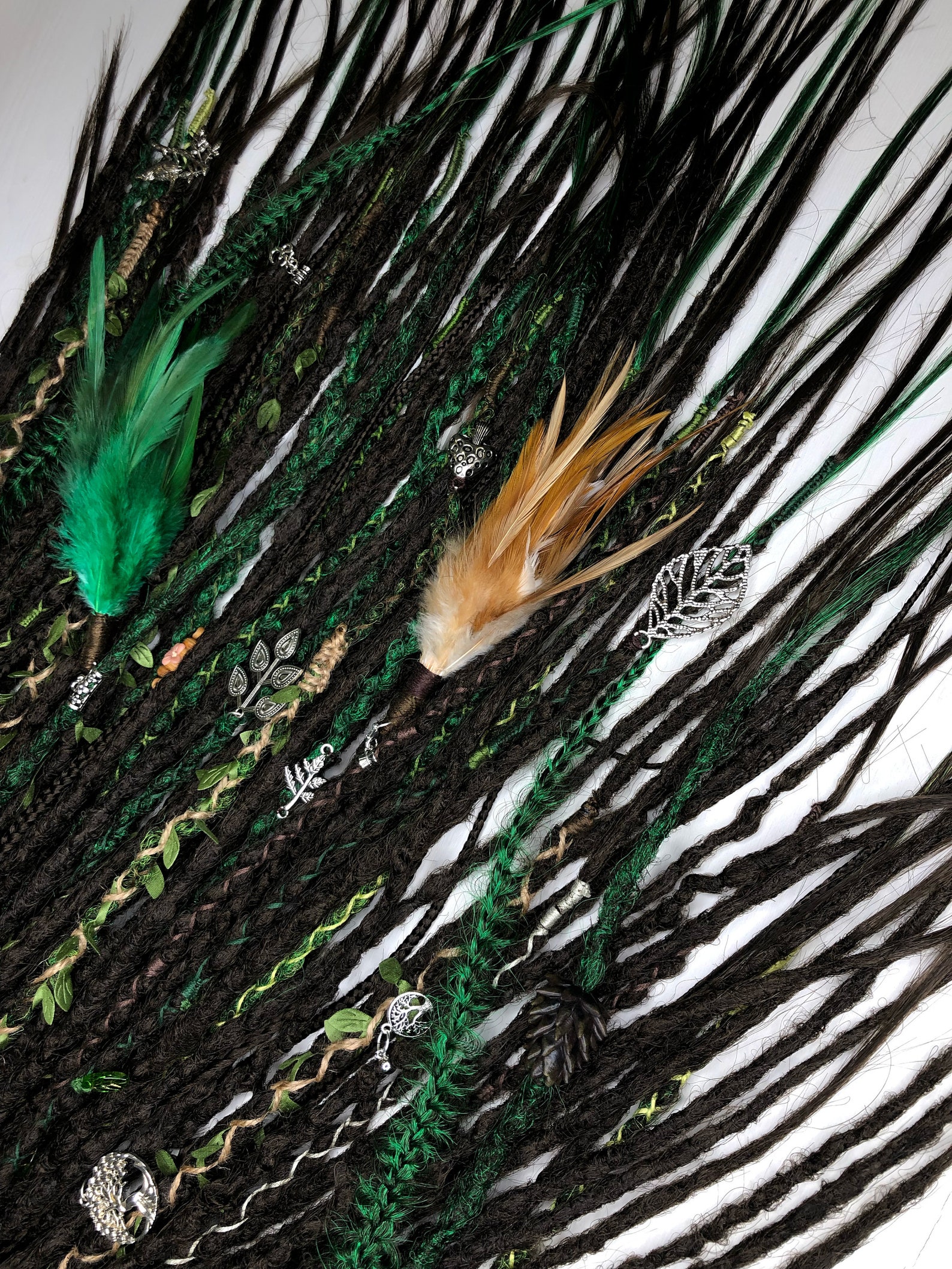 Brown Green Dreads, Shaman Dreadlocks Set, Synthetic Brown Ombre DE ...