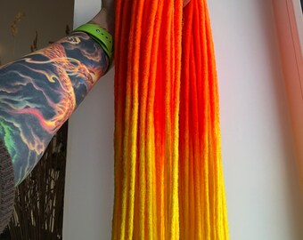 Fire Dreads, Synthetic Red Orange Yellow Smooth Crochet DE Dreads, Red ...