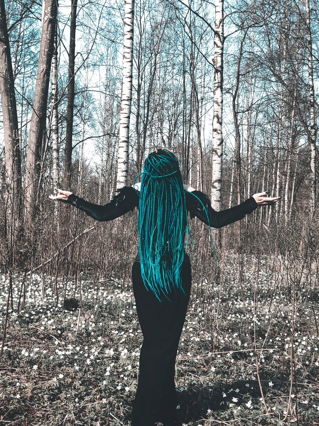 Witch Dreads, Synthetic Green Blue Smooth Crochet DE Dreads, Textured ...