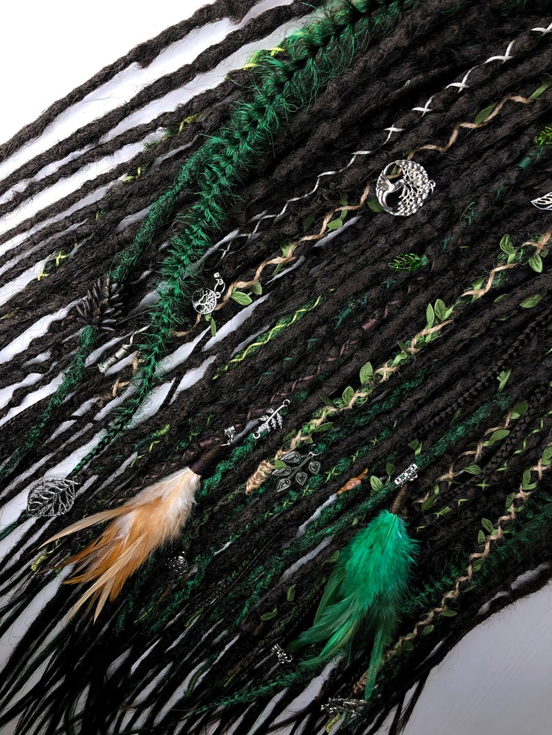 Brown Green Dreads, Shaman Dreadlocks Set, Synthetic Brown Ombre DE ...