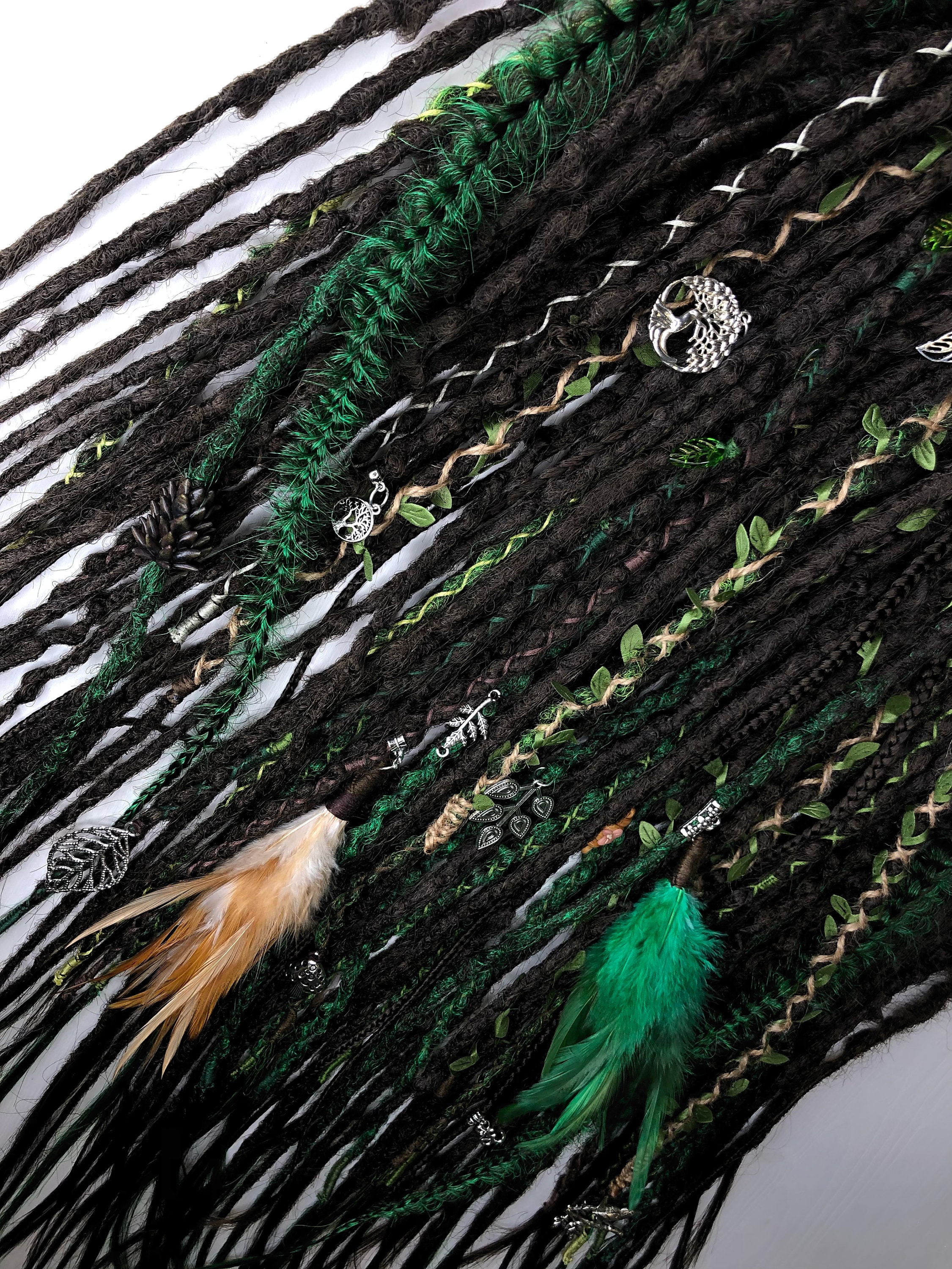 Brown Green Dreads, Shaman Dreadlocks Set, Synthetic Brown Ombre DE ...