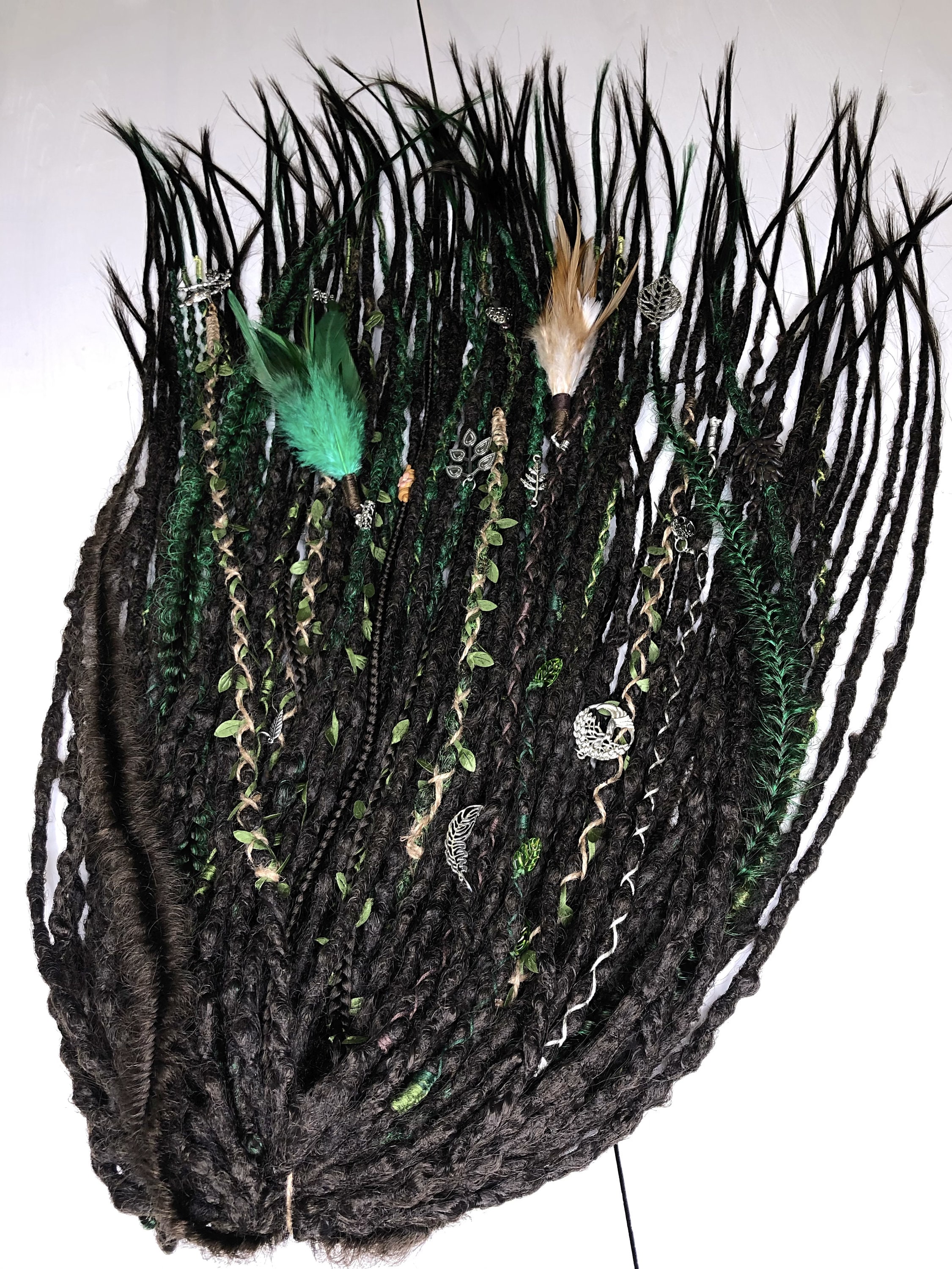 Brown Green Dreads, Shaman Dreadlocks Set, Synthetic Brown Ombre DE ...