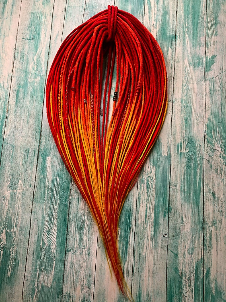 Fire Dreads Synthetic Red Orange Yellow Smooth Crochet DE - Etsy