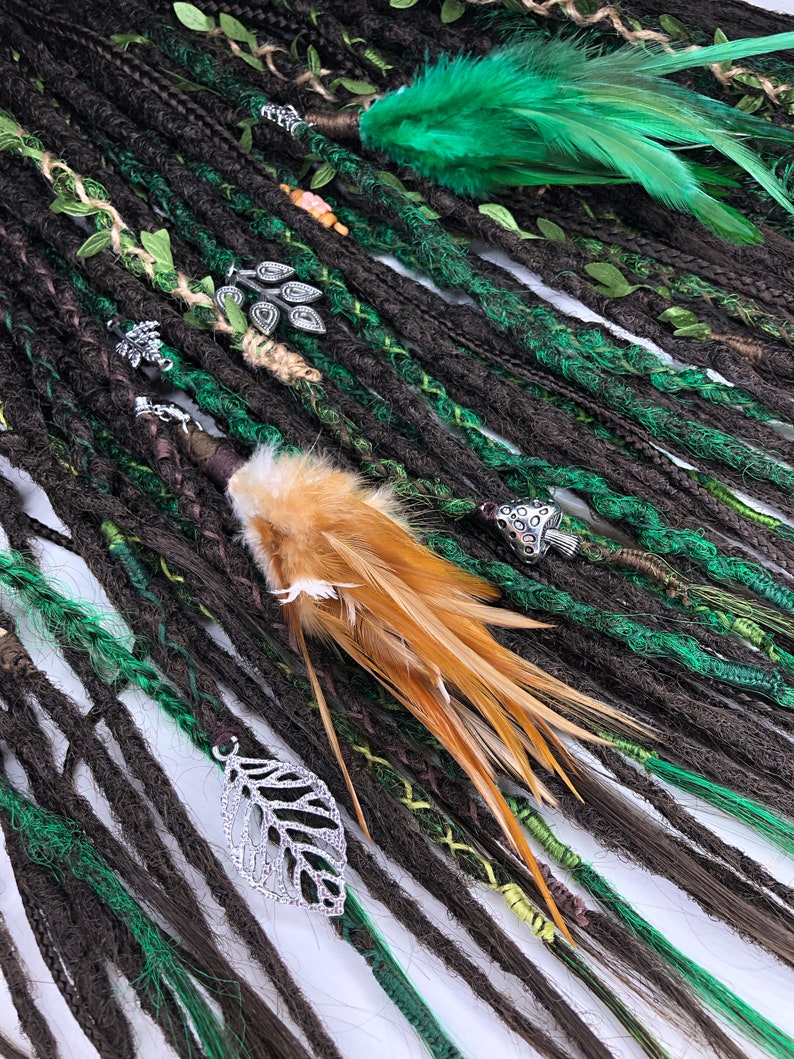 Brown Green Dreads, Shaman Dreadlocks Set, Synthetic Brown Ombre DE ...