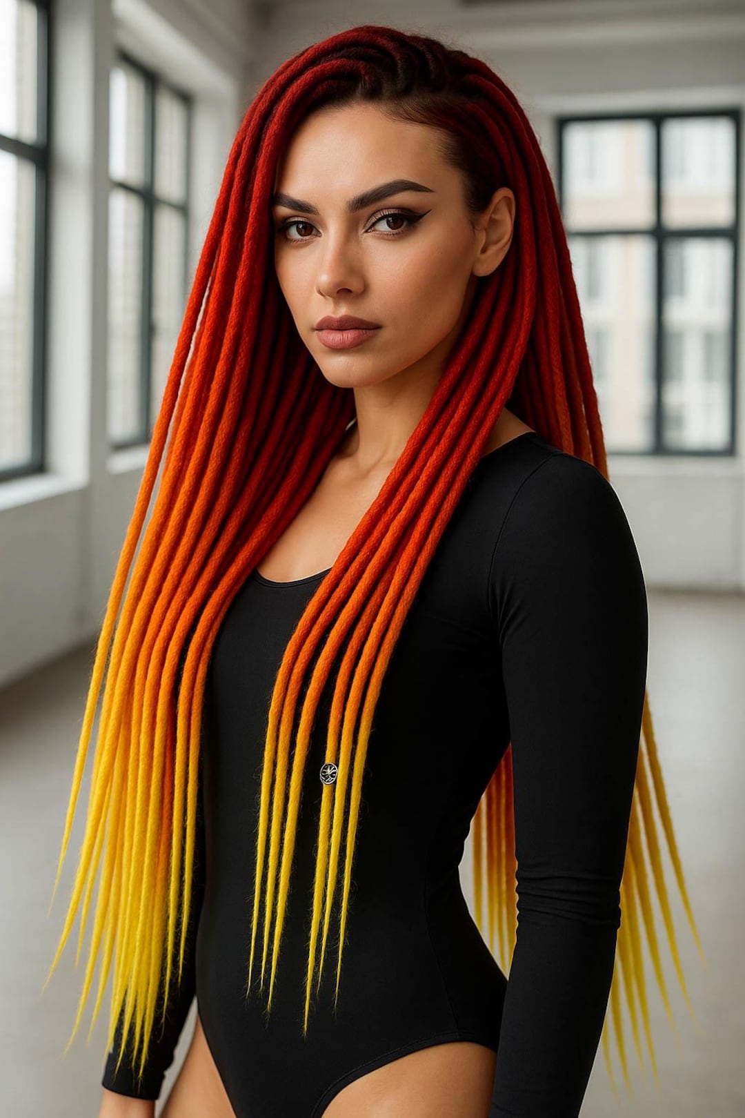 Fire Dreads, Synthetic Red Orange Yellow Smooth Crochet DE Dreads, Red ...