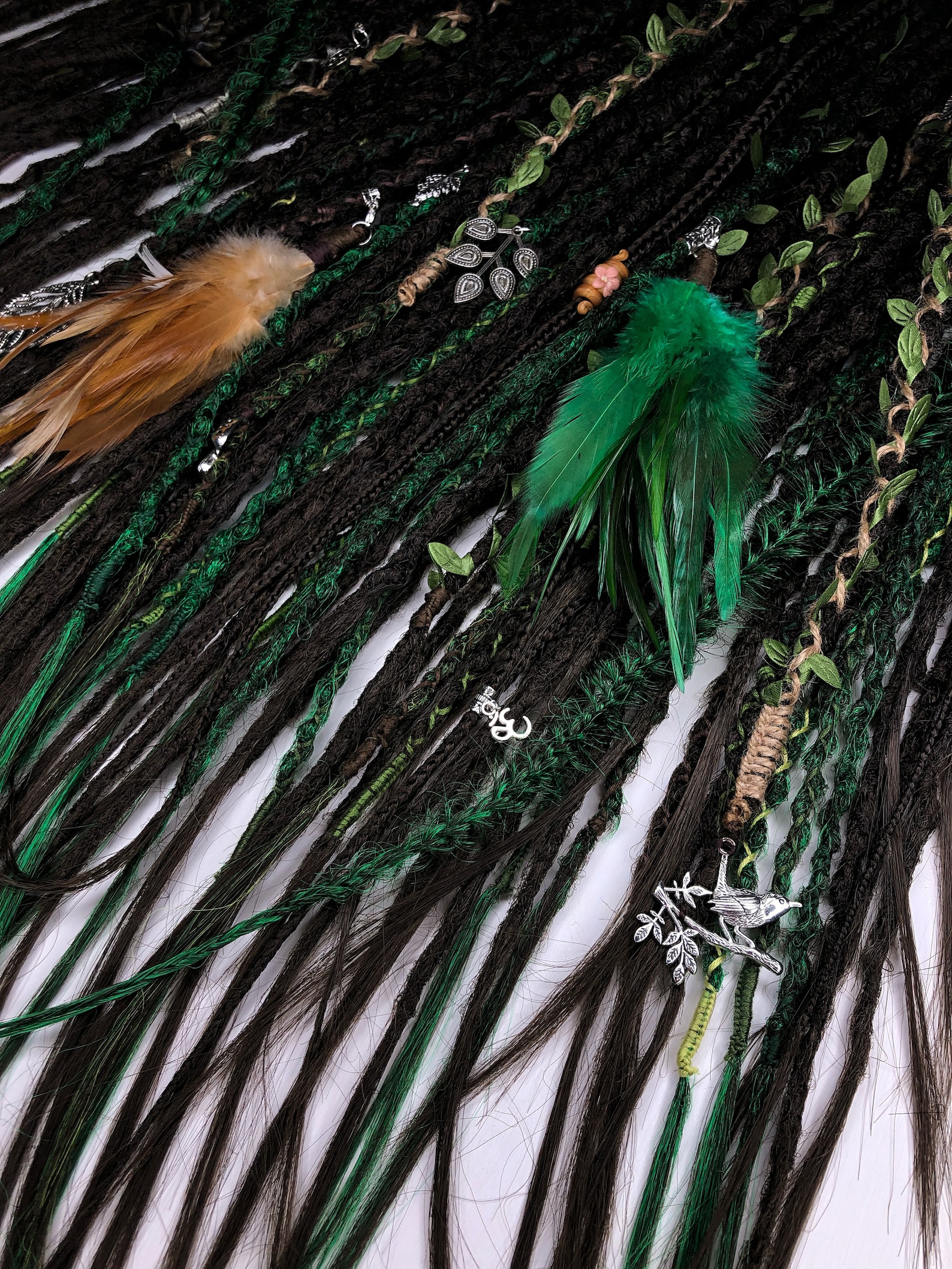 Brown Green Dreads, Shaman Dreadlocks Set, Synthetic Brown Ombre DE ...