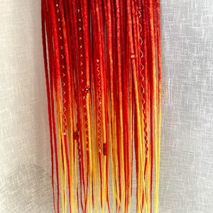 Fire Dreads, Synthetic Red Orange Yellow Smooth Crochet DE Dreads, Red ...