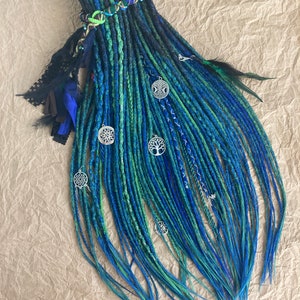 Witch Dreads, Synthetic Green Blue Smooth Crochet DE Dreads, Textured ...