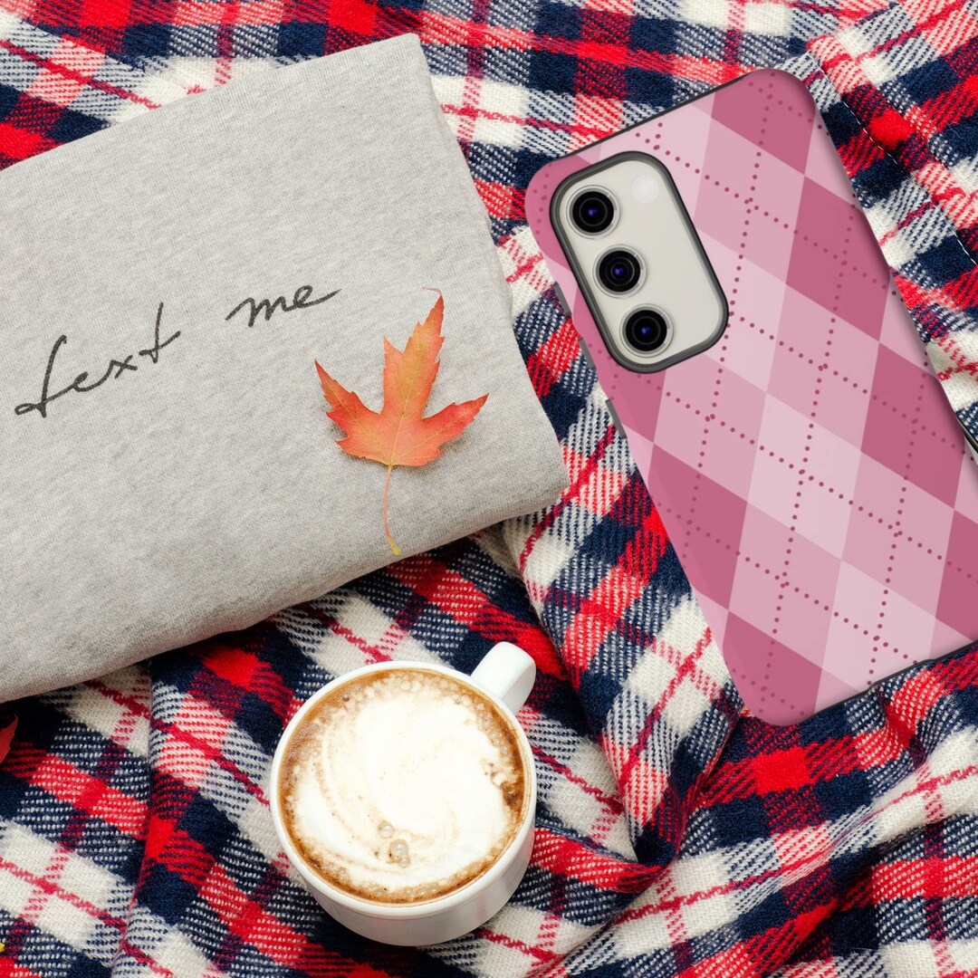 Preppy Pink Argyle Tough Samsung Phone Case Preppy Samsung - Etsy