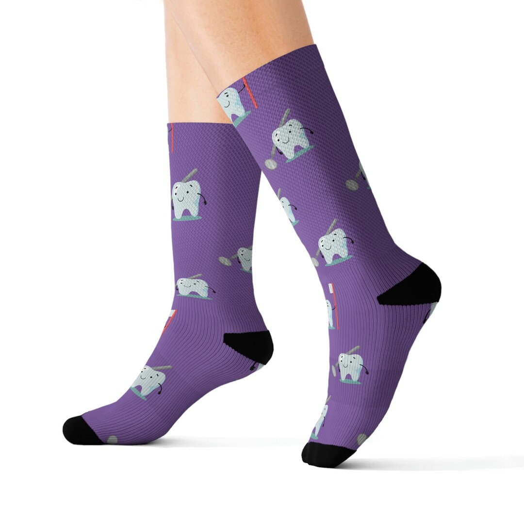 Purple Dentist Crew Socks, Dental School Crew Sock Gift, Hygiene School ...