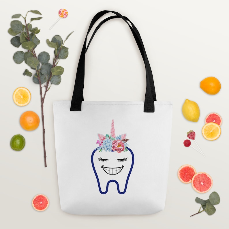 Dental Tote Bag Unicorn Tooth Dental Hygiene Bag Dentist - Etsy