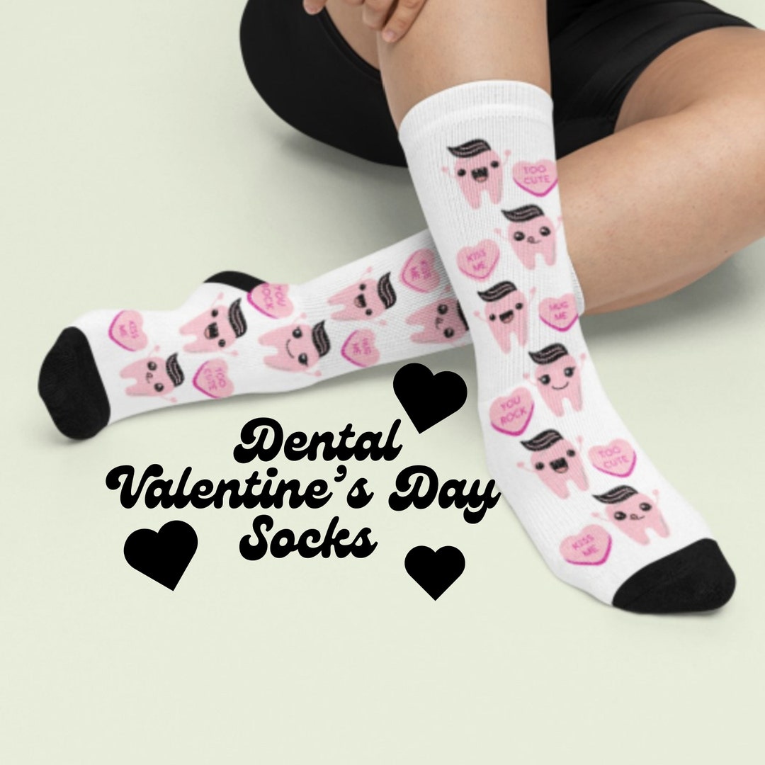 Dental Valentine's Day Socks, Dentist Valentine Socks, Dental Hygienist ...