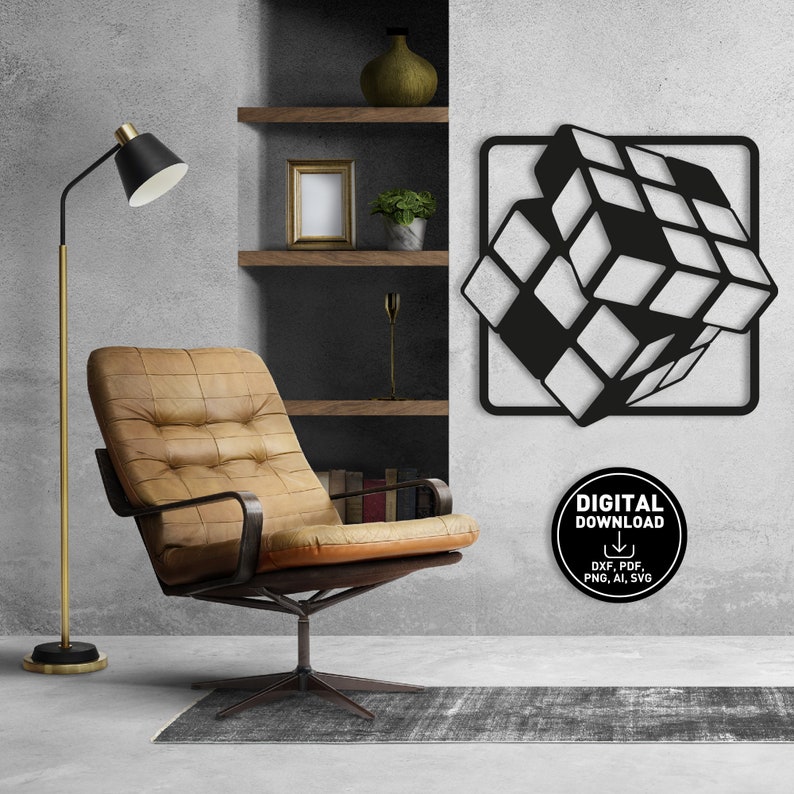 Rubic Cube Wall Art, Rubic Cube Decor, Geometric Wall Art,game Room ...