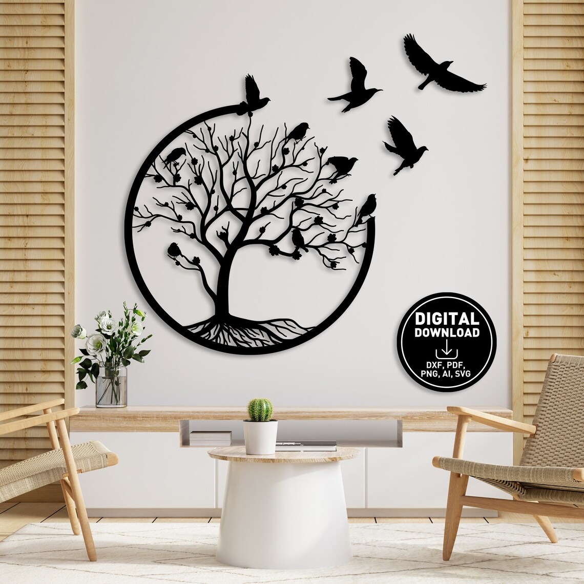 Tree of Life and Birds Metal Wall Art, Metal Wall Art Designs, Wall Art ...