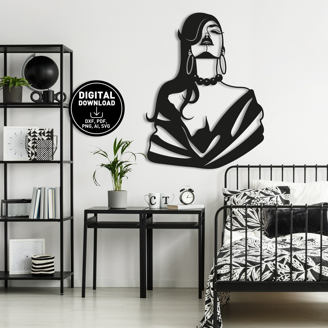 Art Deco Woman Laser Cut Dxf Svg Glowforge Files Wall Art Sticker Vinly ...