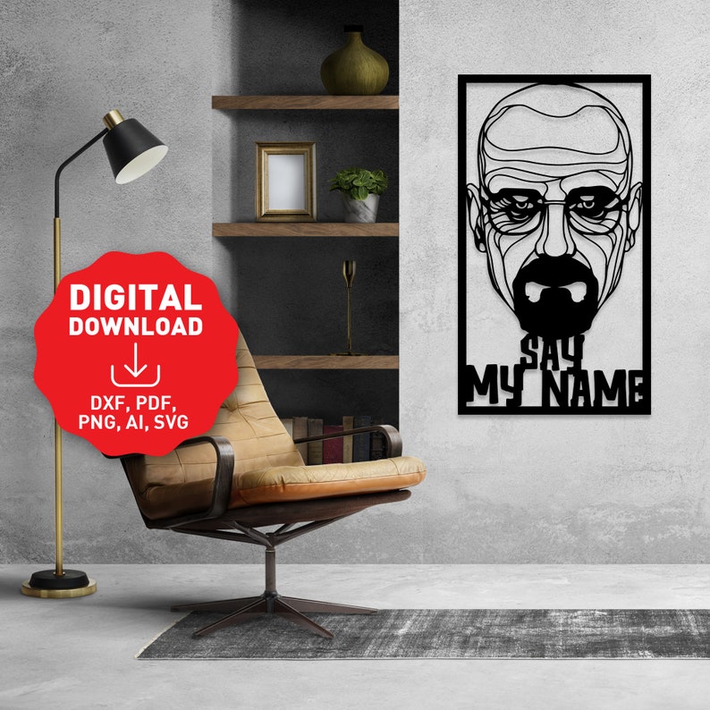 Walter White Laser Cut Svg Dxf Files Wall Sticker Engraving Decal ...