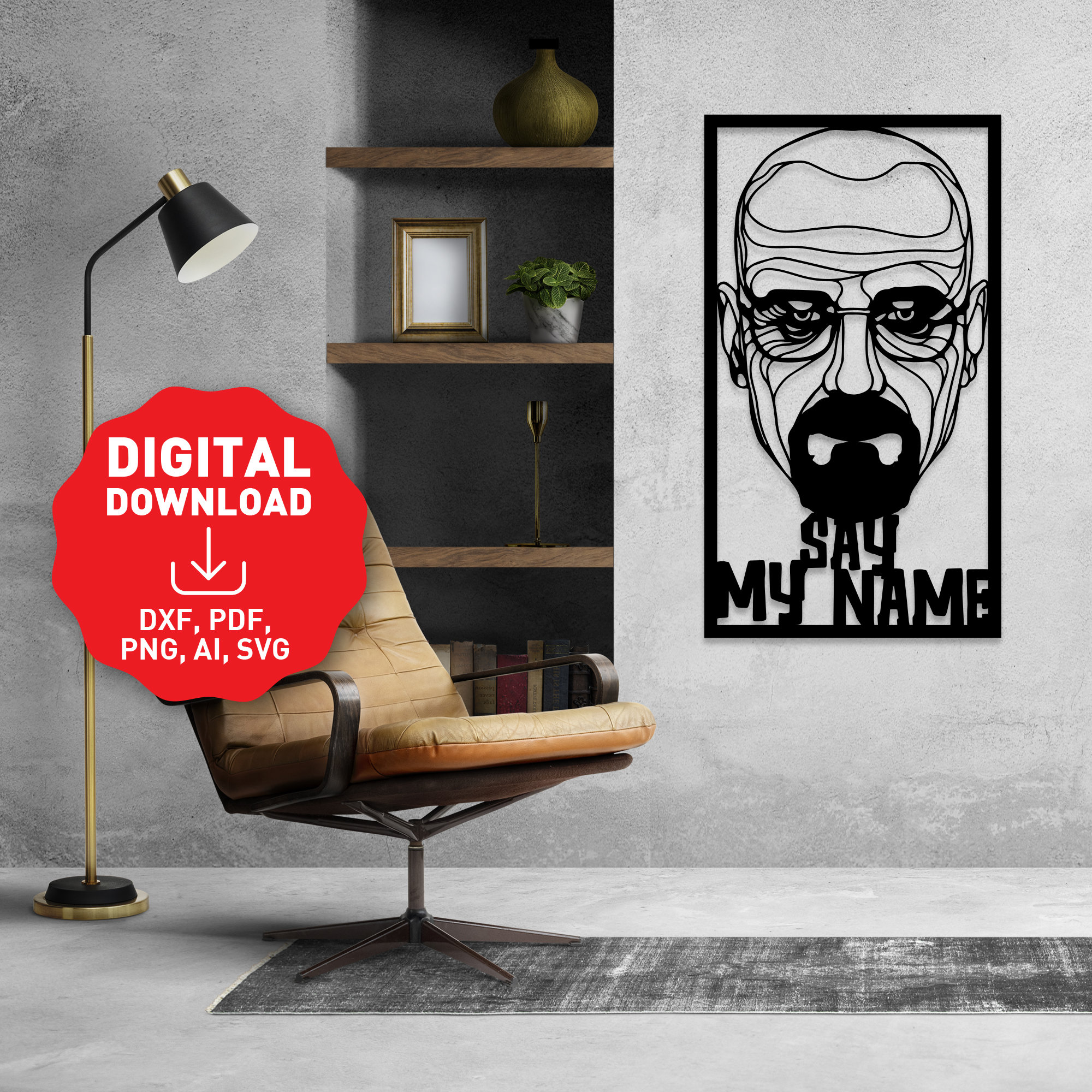 Walter White Laser Cut Svg Dxf Files Wall Sticker Engraving Decal ...