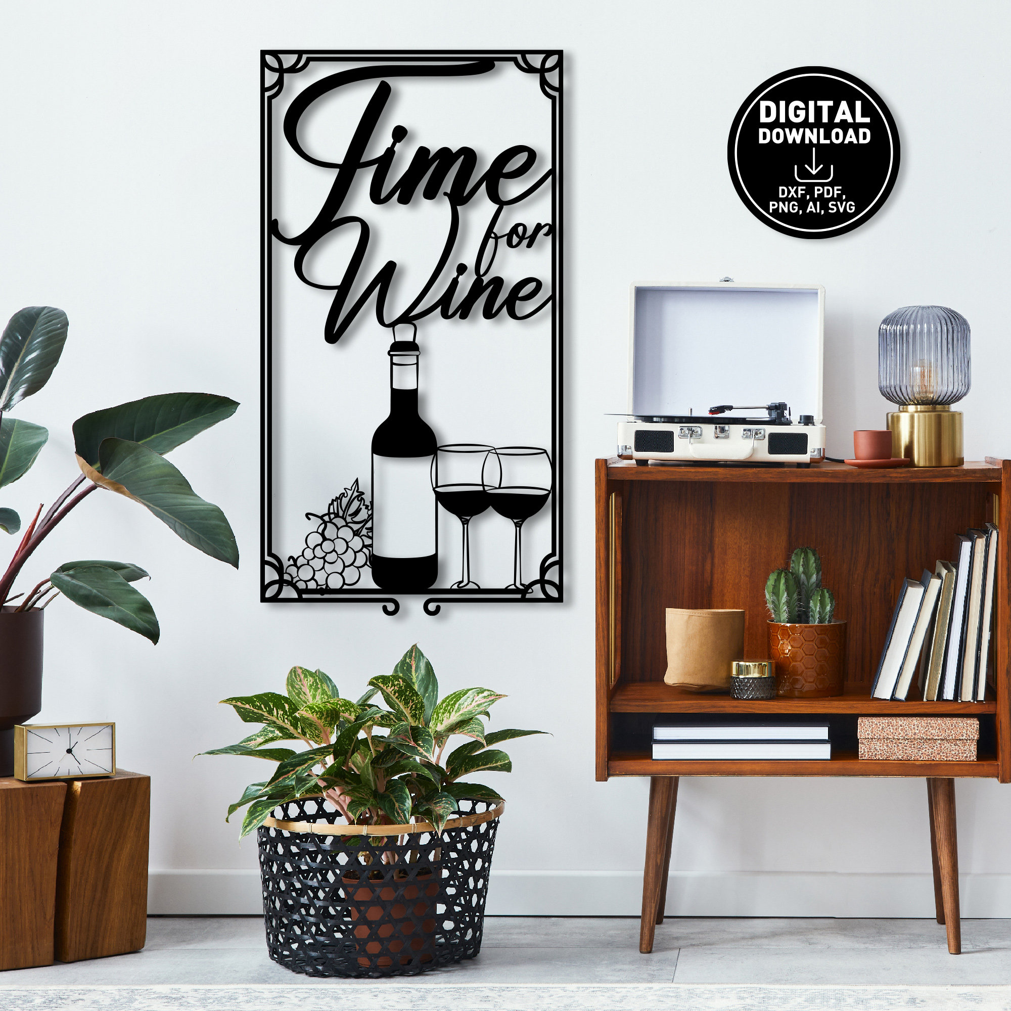 Time for Wine Metal Wall Art Designs, Wall Art Boutique, Designer ...