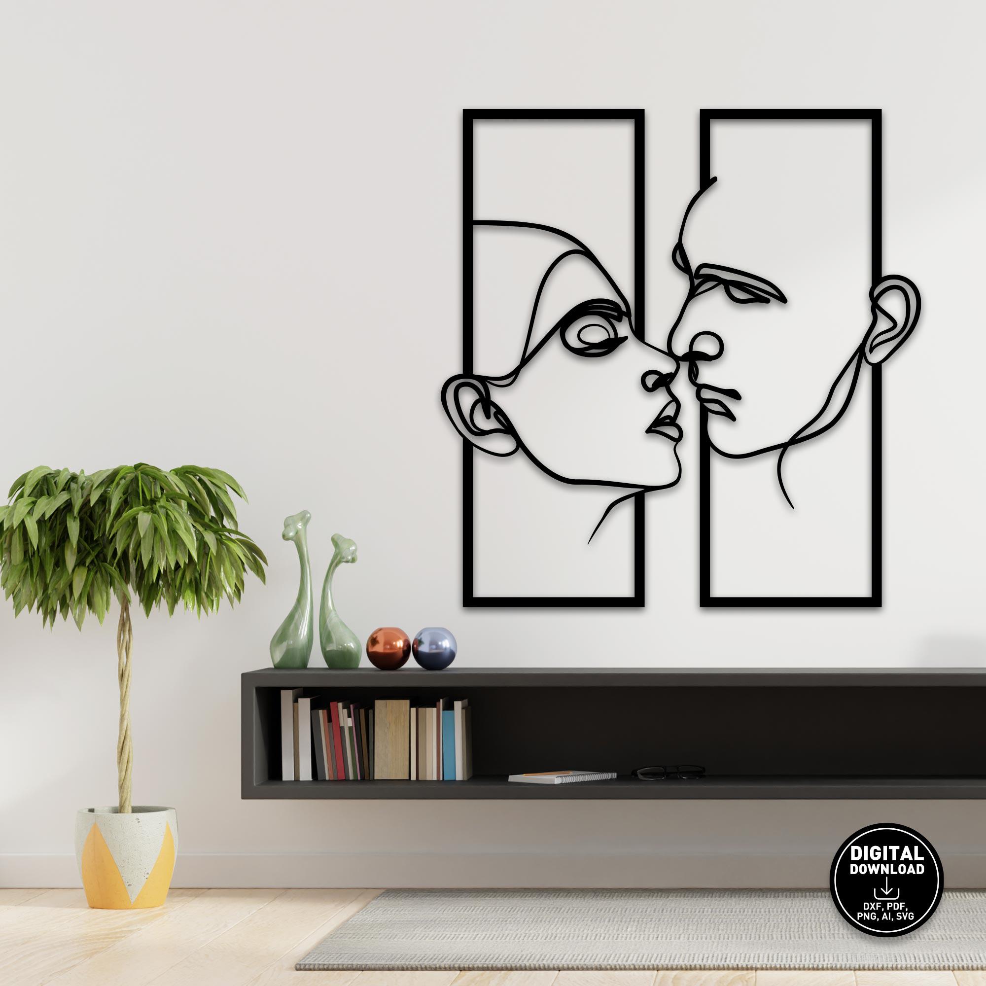 Couples Face Laser Cut Svg Dxf Files Wall Sticker Engraving Decal ...