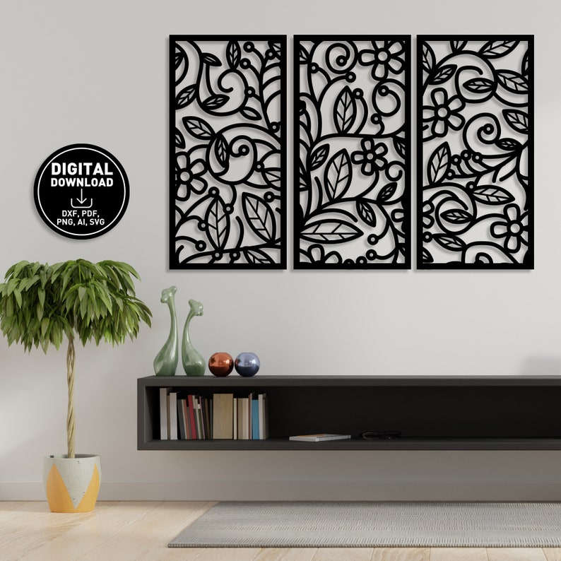 3 Panel Metal Flower Wall Art Metal Wall Art Designs Wall - Etsy