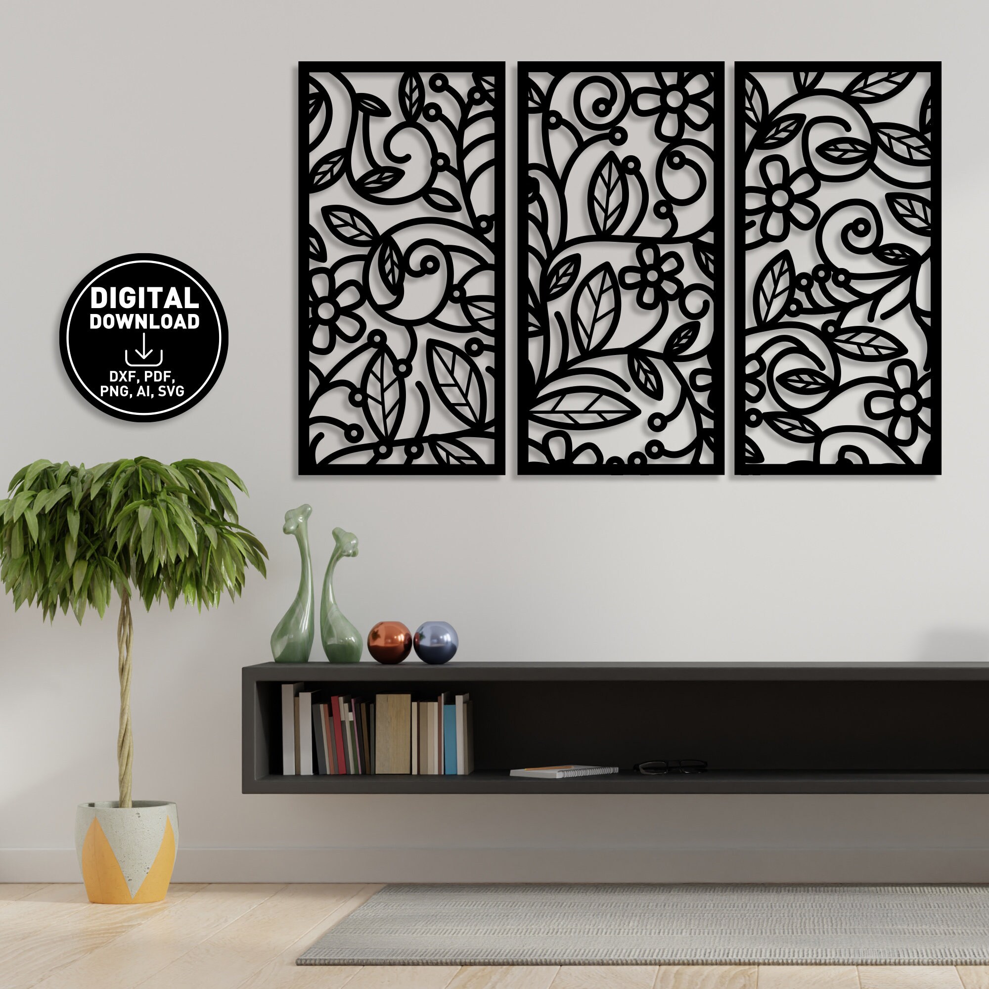 3 Panel Metal Flower Wall Art Metal Wall Art Designs Wall - Etsy