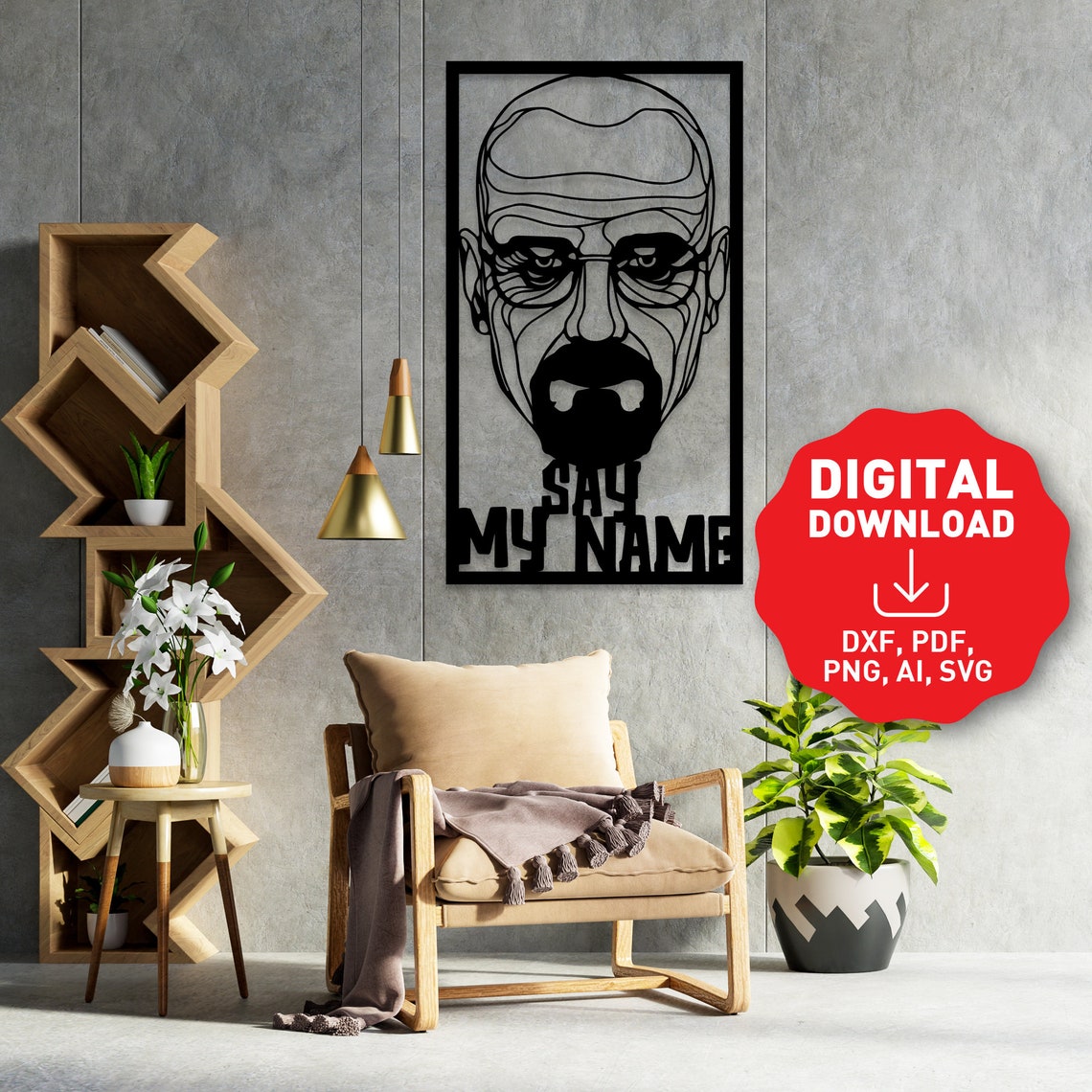 Walter White Laser Cut Svg Dxf Files Wall Sticker Engraving Decal ...
