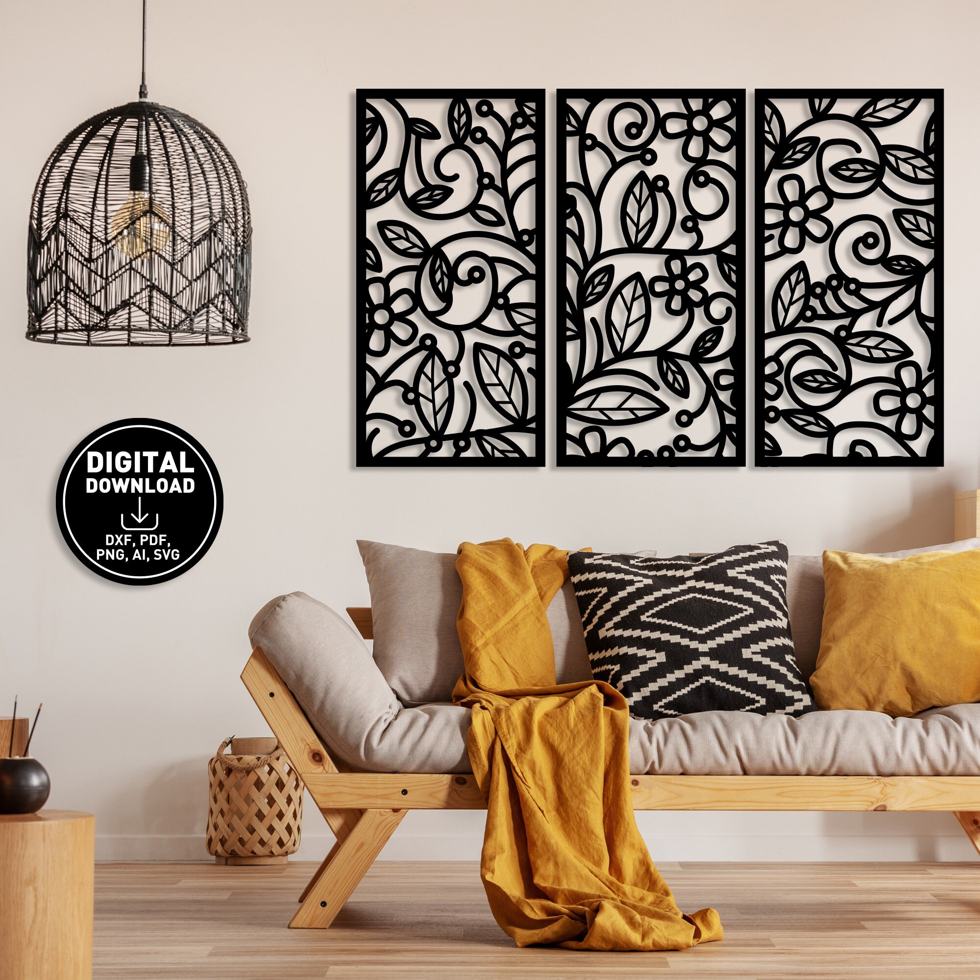 3 Panel Metal Flower Wall Art Metal Wall Art Designs Wall - Etsy