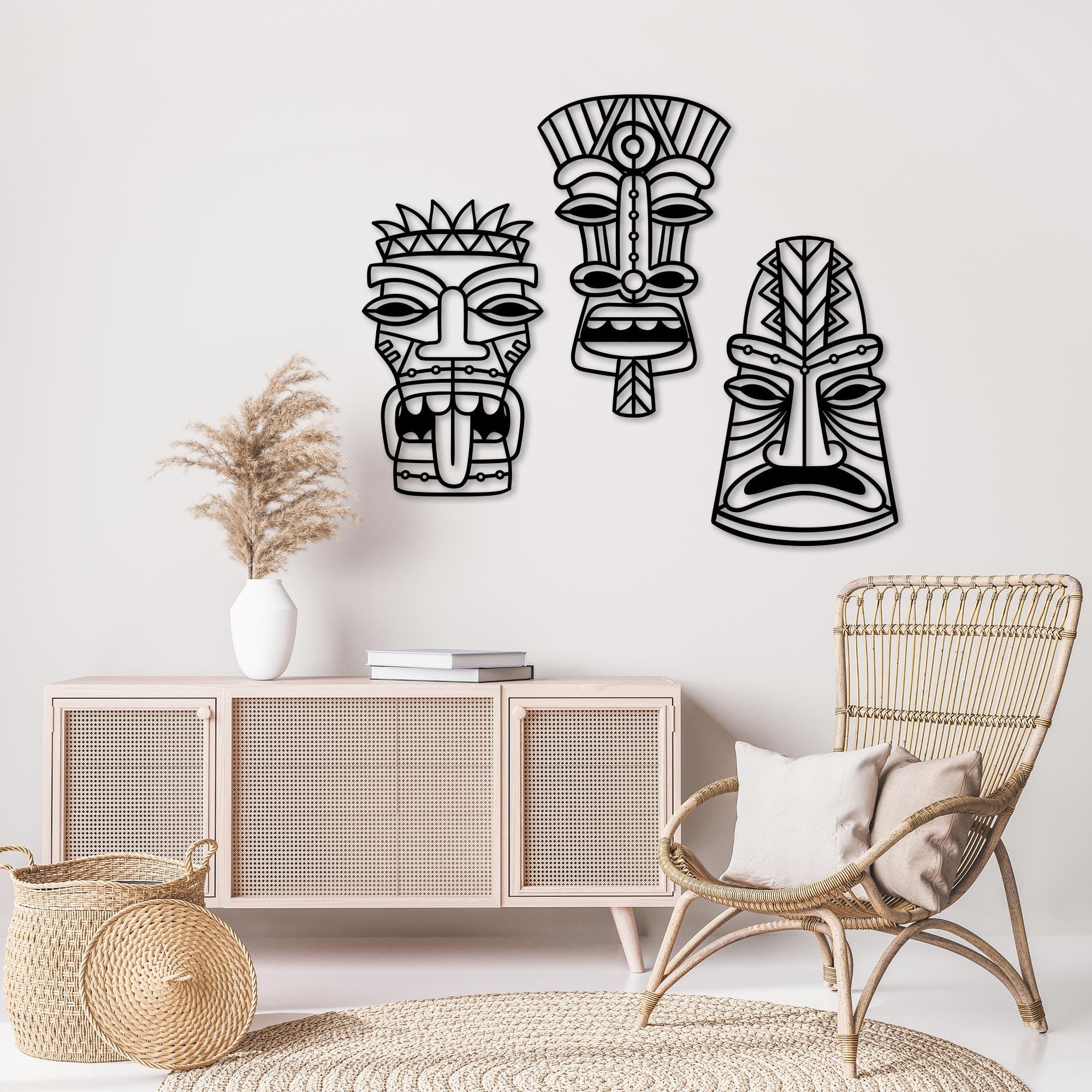 African Ethnic Mask,3 Pieces of Mask, Laser Cut, Home Decoration, Metal ...