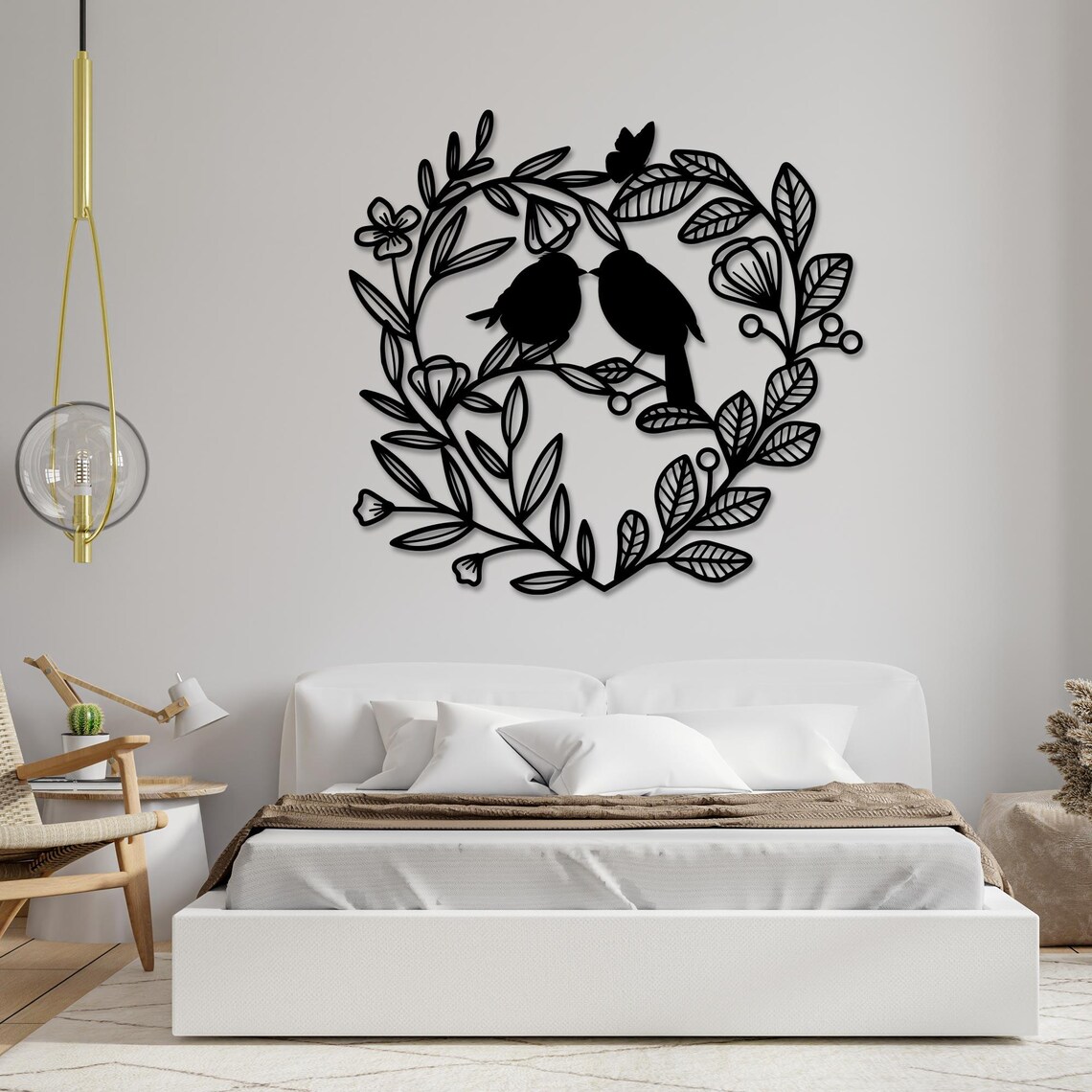 Kissing Birds in Heart Shaped Ivy, Laser Cut Svg Dxf Files Wall Art Cnc ...