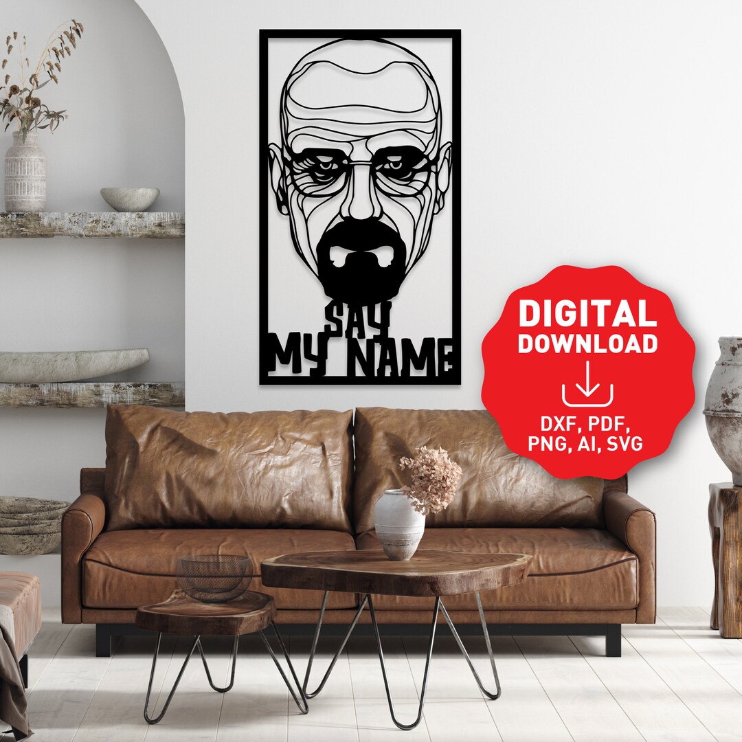 Walter White Laser Cut Svg Dxf Files Wall Sticker Engraving Decal ...