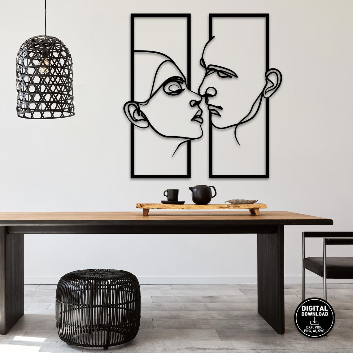 Couples Face Laser Cut Svg Dxf Files Wall Sticker Engraving Decal ...