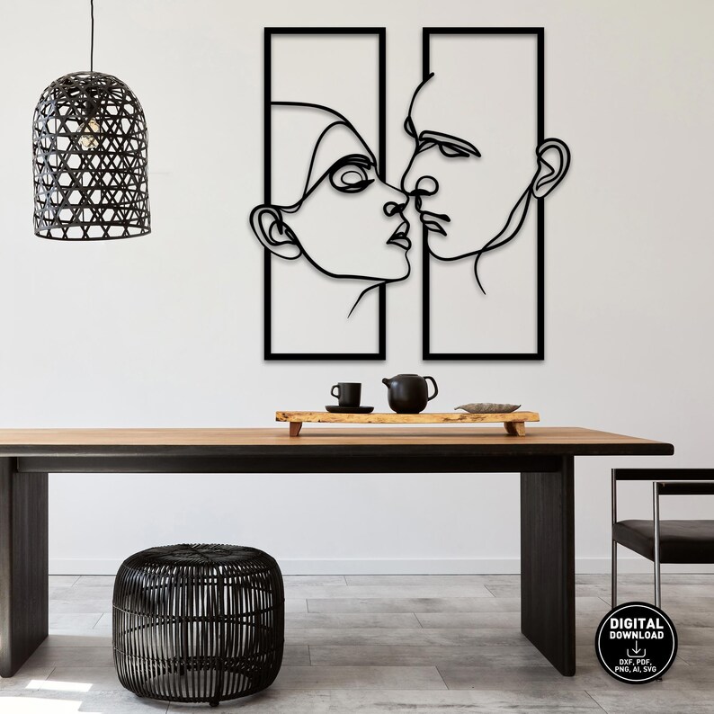 Couples Face Wall Art Laser Cutting Dxf Svg Glowforge Files Wall Art ...