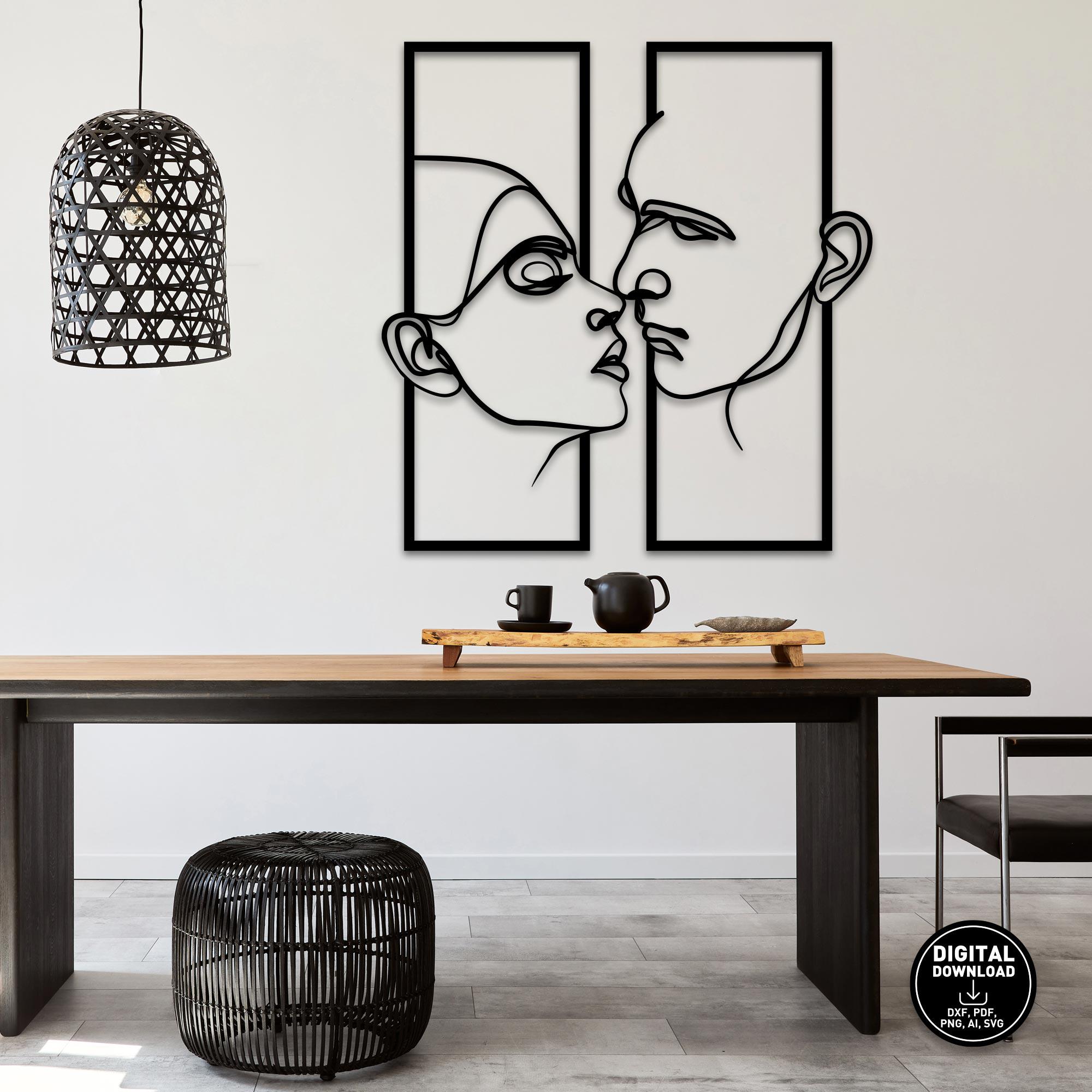 Couples Face Laser Cut Svg Dxf Files Wall Sticker Engraving Decal ...