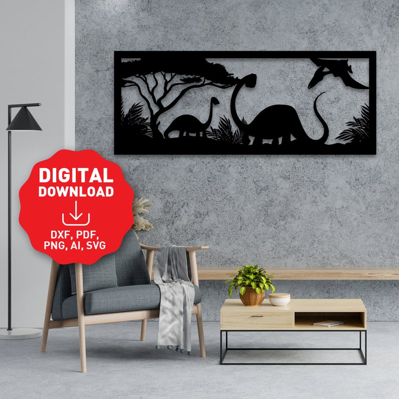Dinasours Laser Cut Svg Dxf Files Wall Sticker Engraving Decal ...