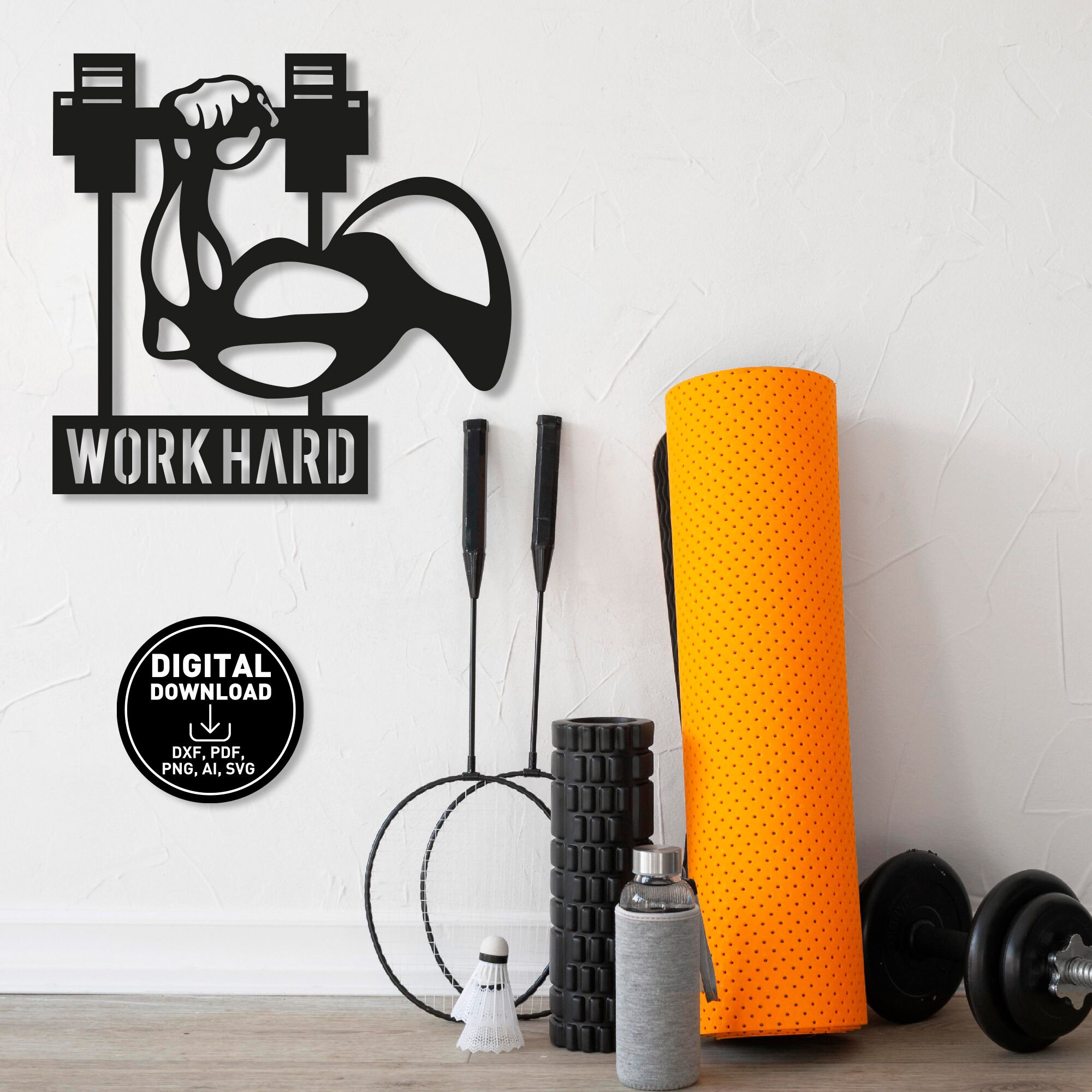 Work Hard Metal Wall Art Designs, for Gym, Wall Art Boutique, Designer ...