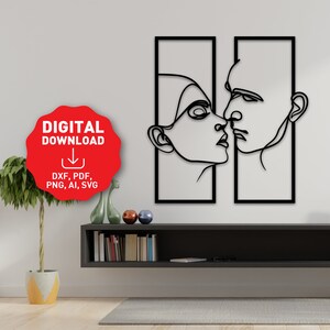 Couples Face Laser Cut Svg Dxf Files Wall Sticker Engraving Decal ...