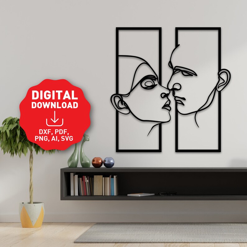 Couples Face Laser Cut Svg Dxf Files Wall Sticker Engraving Decal ...
