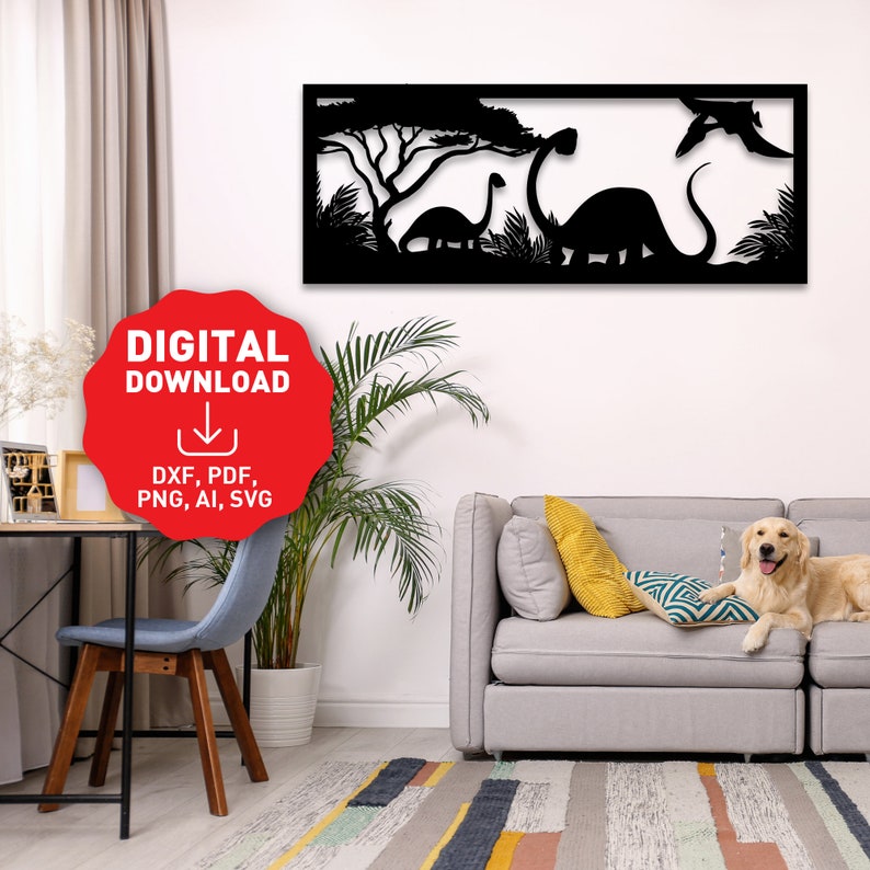 Dinasours Laser Cut Svg Dxf Files Wall Sticker Engraving Decal ...