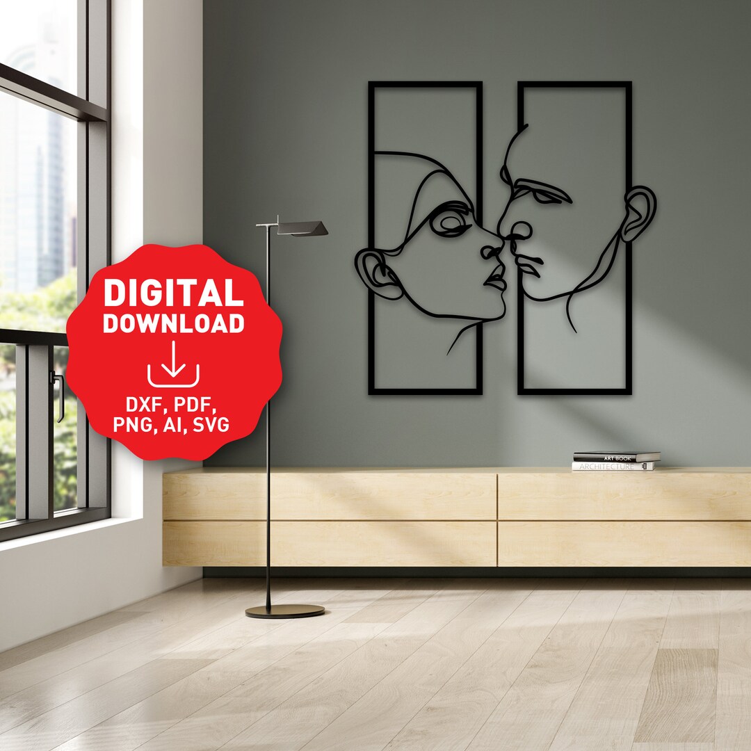 Couples Face Laser Cut Svg Dxf Files Wall Sticker Engraving Decal ...