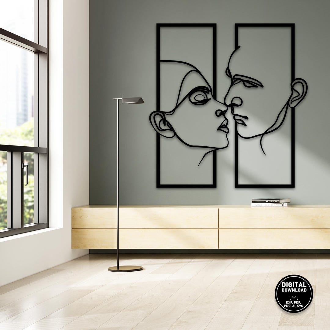 Couples Face Laser Cut Svg Dxf Files Wall Sticker Engraving Decal ...