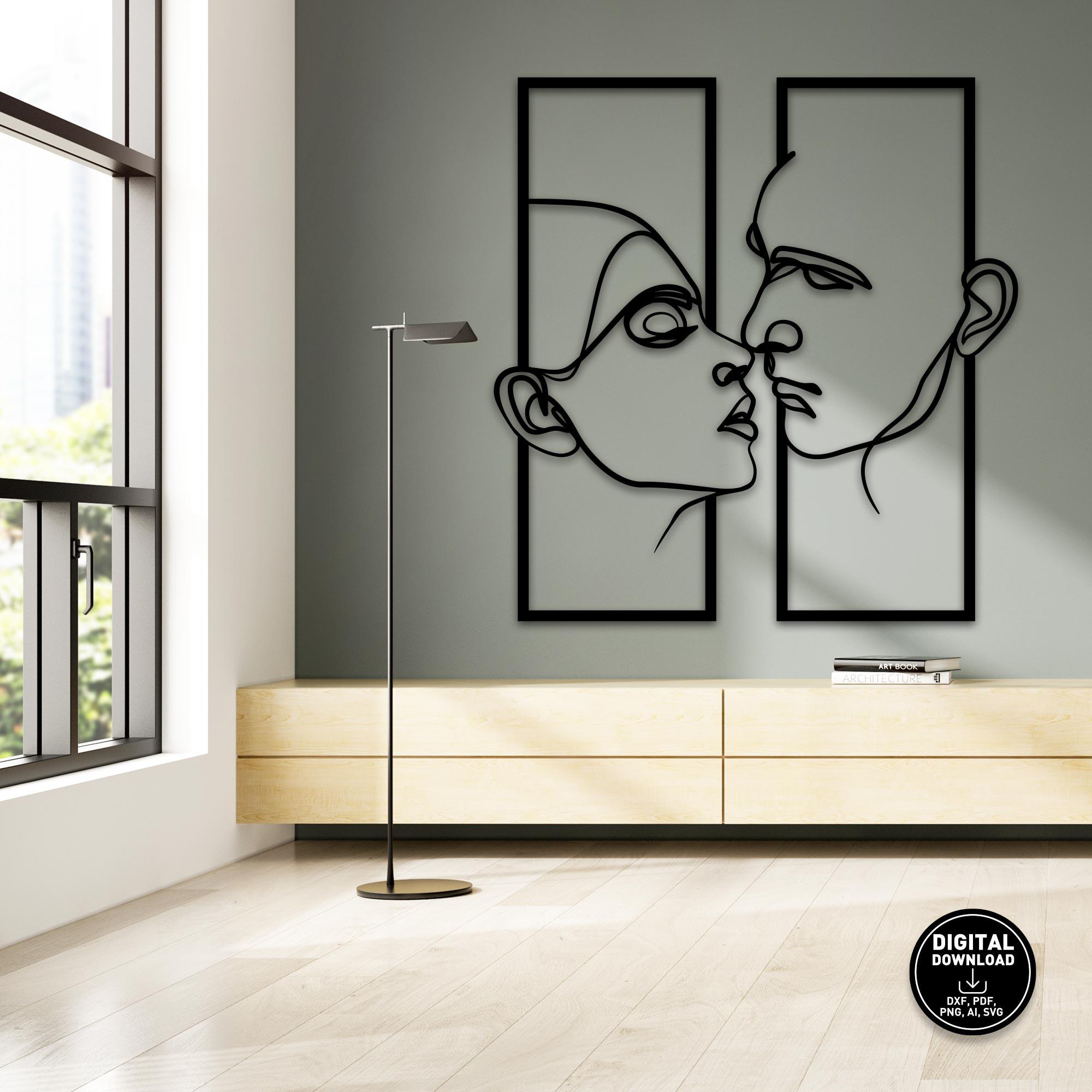 Couples Face Laser Cut Svg Dxf Files Wall Sticker Engraving Decal ...