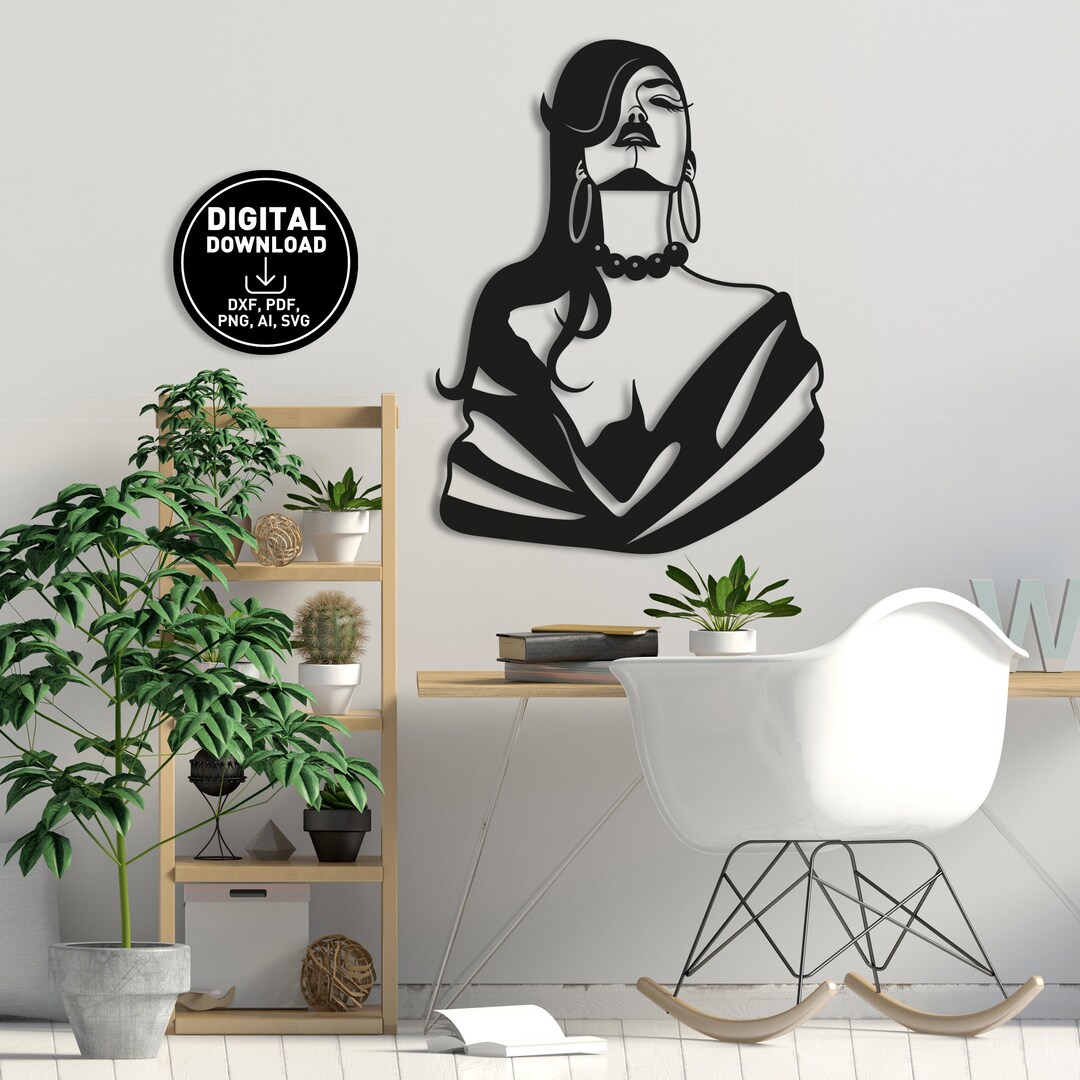 Art Deco Woman Laser Cut Dxf Svg Glowforge Files Wall Art Sticker Vinly ...