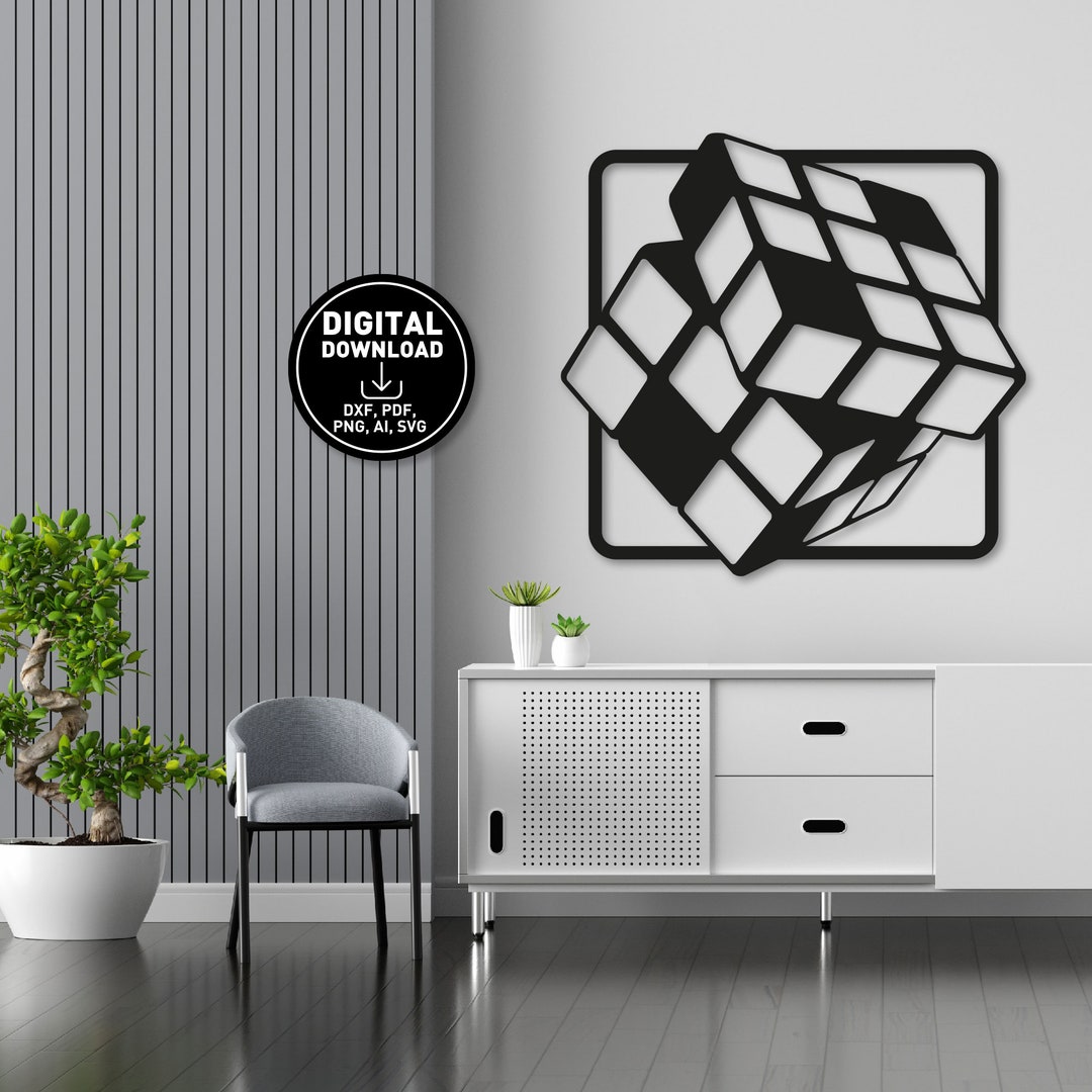 Rubic Cube Wall Art, Rubic Cube Decor, Geometric Wall Art,game Room Decor, Metal Wall Art ...