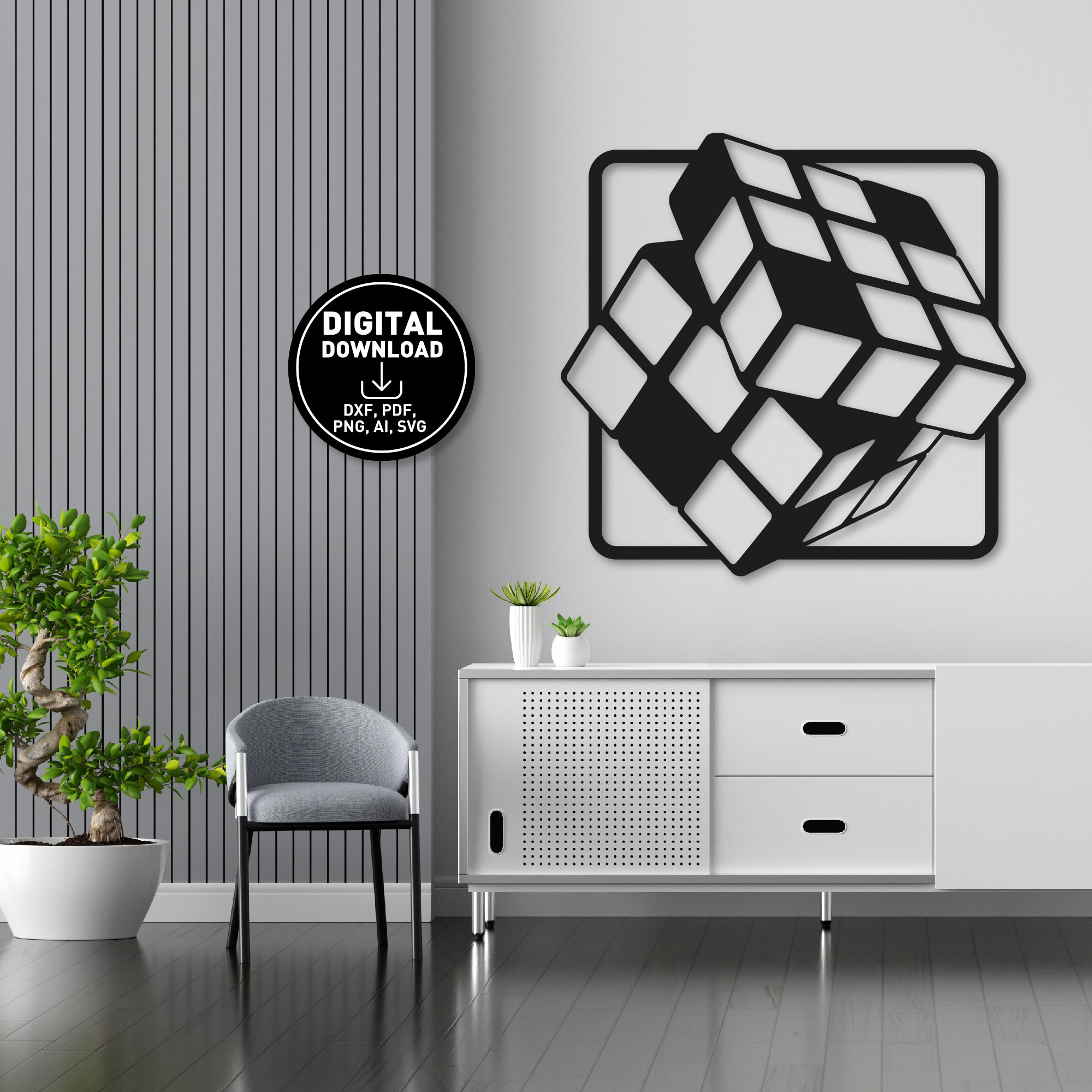 Rubic Cube Wall Art, Rubic Cube Decor, Geometric Wall Art,game Room ...